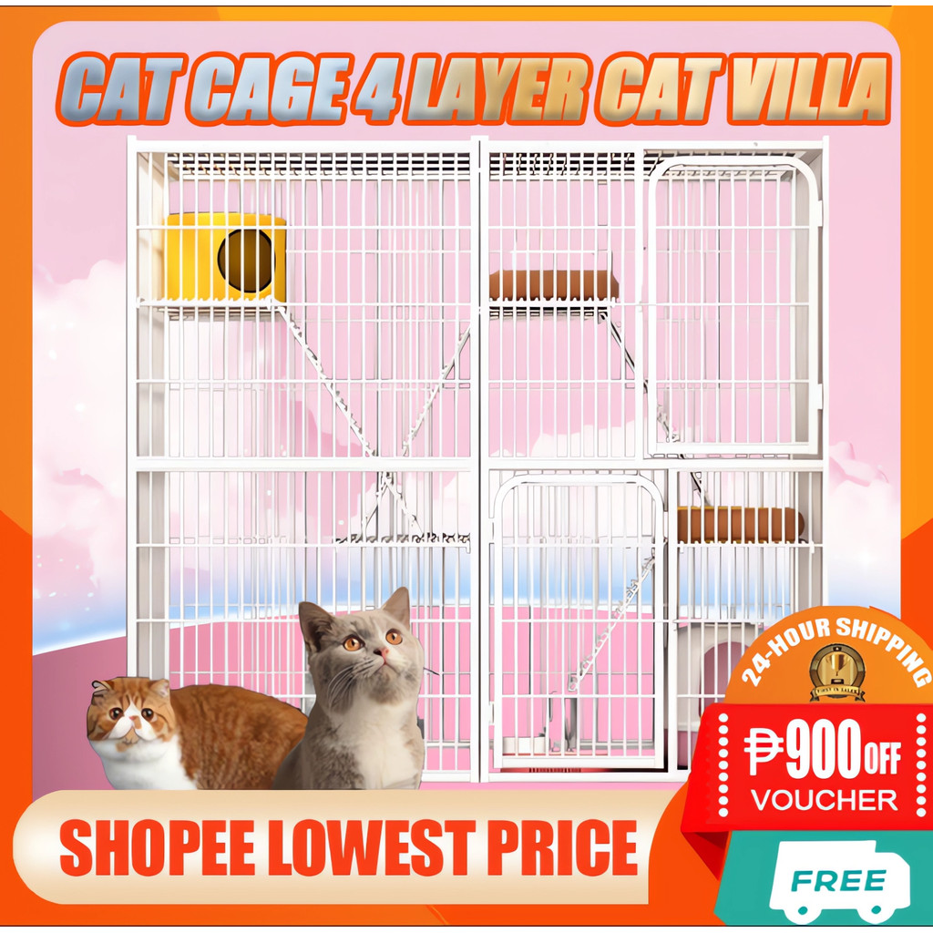 4 Layer Cat Cage Heavy Duty Cat House Big Size Large Platform Cat Condo ...