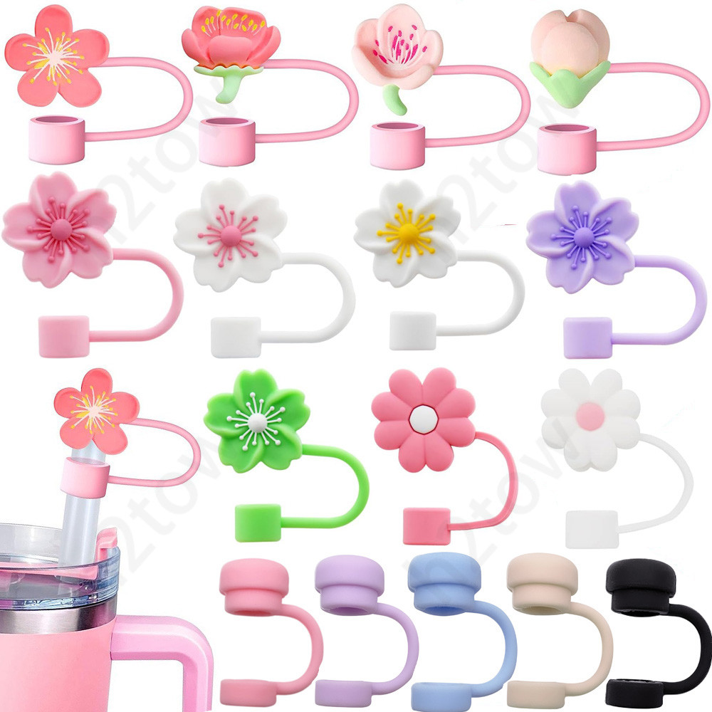 10mm Straw Cover Resuable Silicone Straw Tip Covers Cute Straw Toppers ...