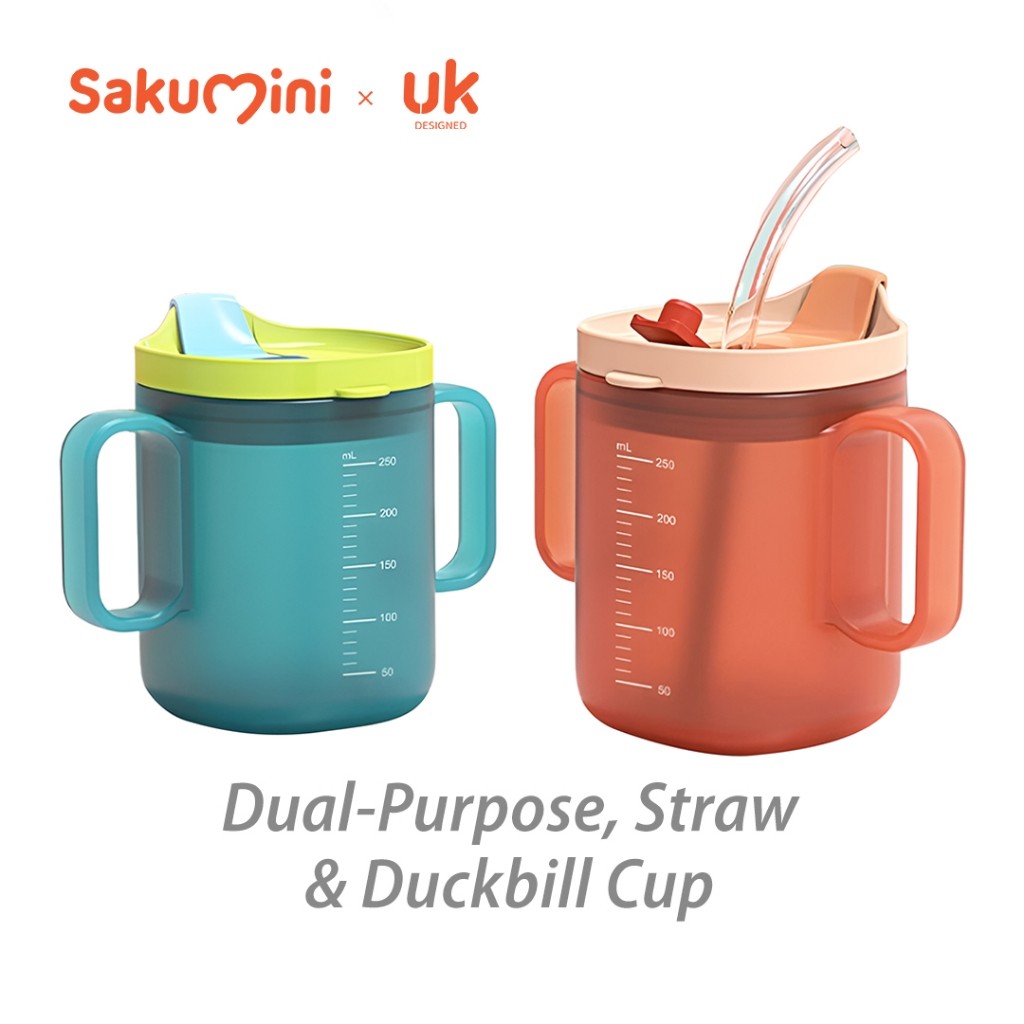 Sakumini 2in1 Training Duckbill Straw Cup Children's Straw Drinking Cup ...