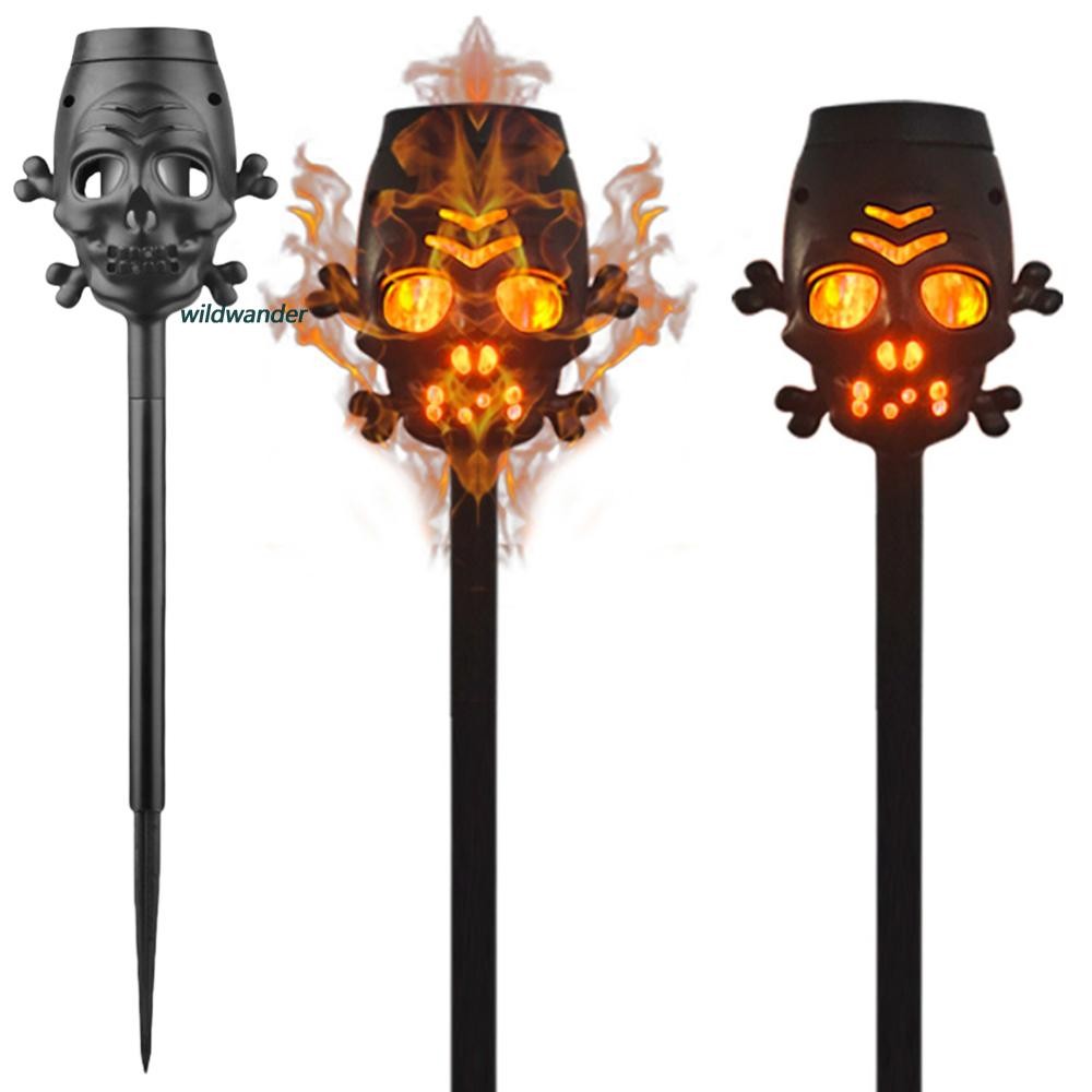 Solar Torch Skull Light with Flickering Flame IP65 Waterproof LED Flame ...
