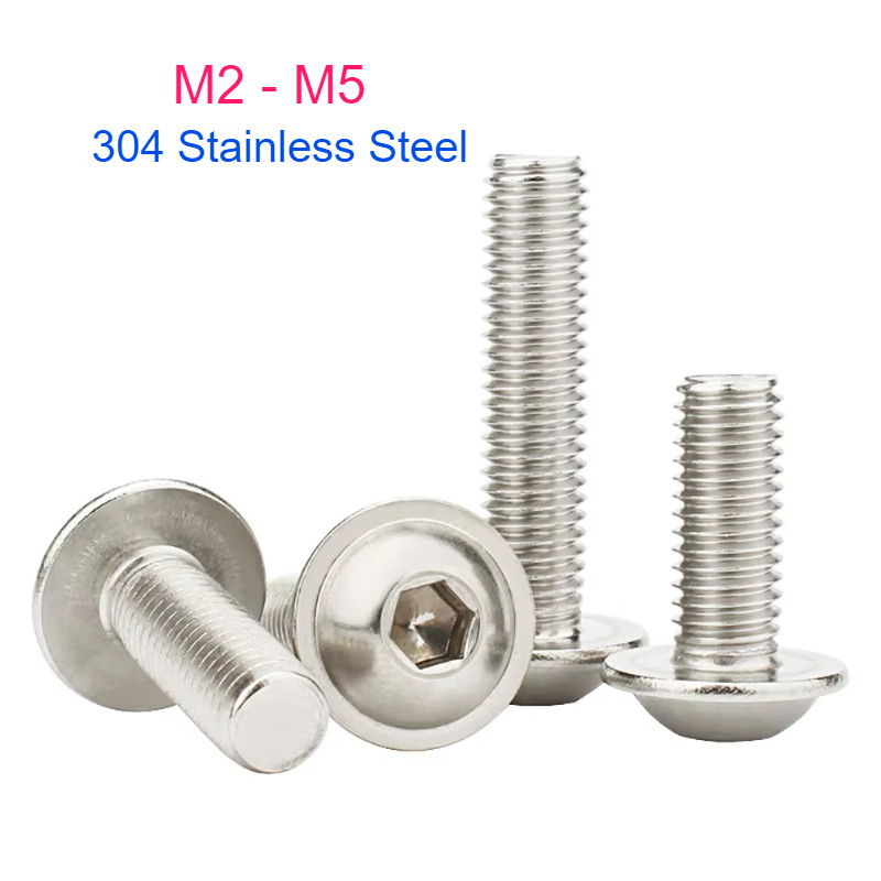 M2 M2.5 M3 M4 M5 304 Stainless Steel Allen Hex Hexagon Socket Round Button Head With Washer ...