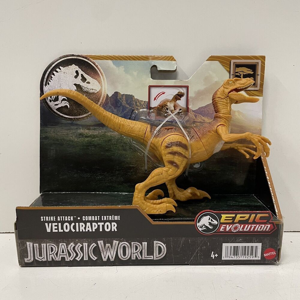 Jurassic World Epic Evolution Strike Attack Velociraptor Orange Figure ...