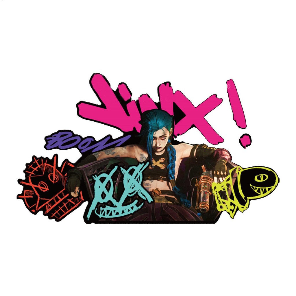 Arcane：League of Legends Jinx Game Car Stickers and Decals Reflective ...