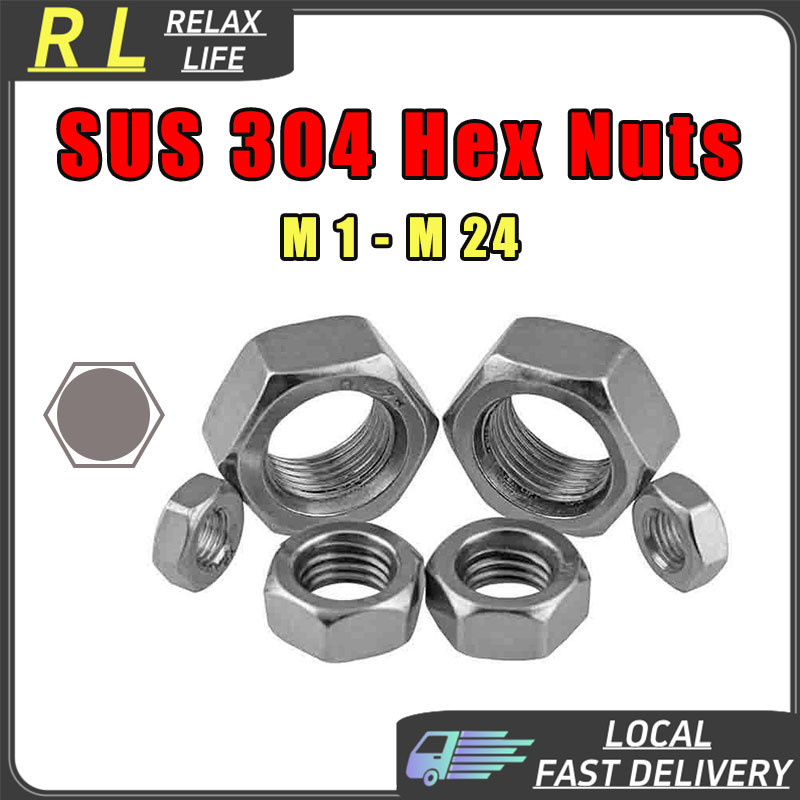 [RL]304 Hex Nuts Hexagon Nut Stainless Steel DIN934 M1 M2 M2.5 M3 M4 M5 M6 M8 M10 M12 M14 M16 ...