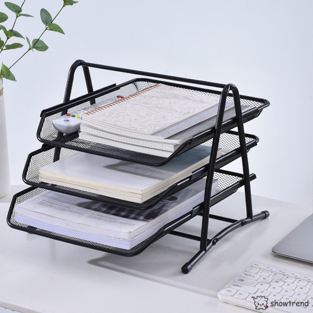 3 Tier Letter Tray Organizer Easy to Use Lightweight Material Desk Tray ...