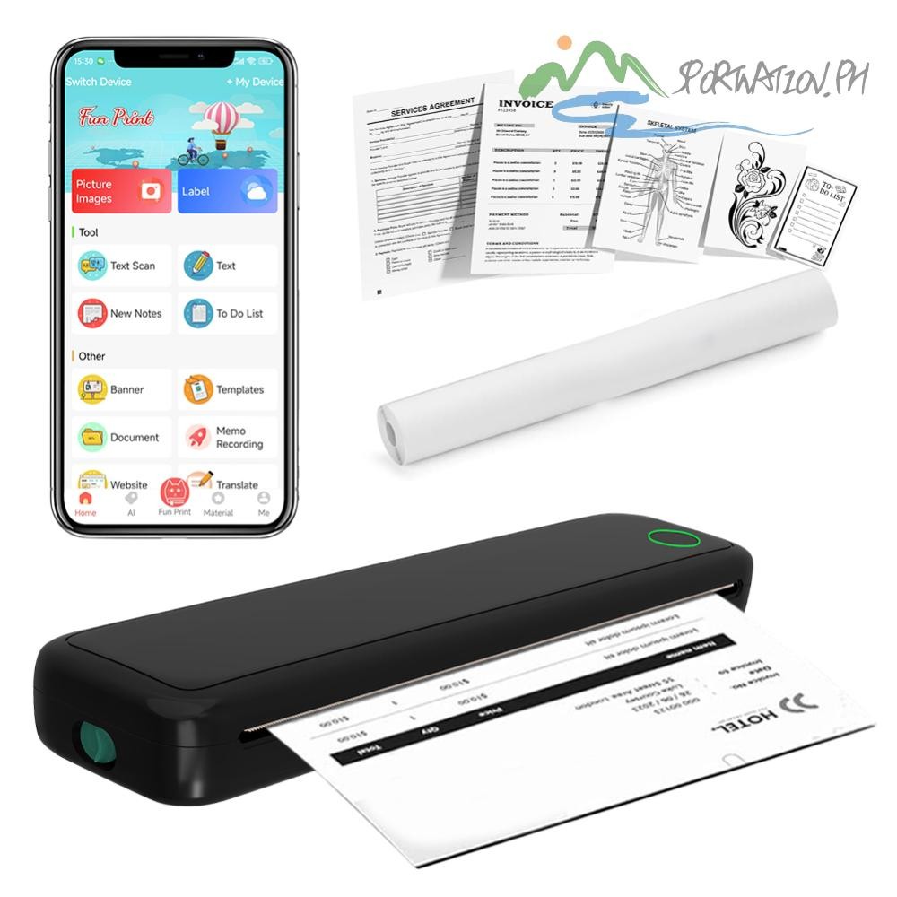 A4 Portable Thermal Printer Inkless Bluetooth-Compatible Thermal A4 ...