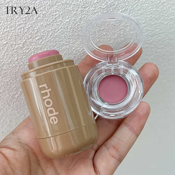 blush on Rhode Hailey Hailey Lip & Cheek Blush Stick Sample Piggy Blush ...