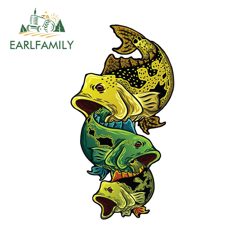 EARLFAMILY Big Fish Eating Small Fish Car Stickers Anime Peeking ...
