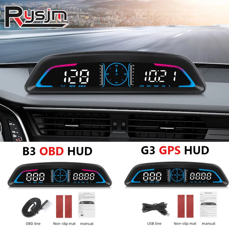 HD Smart Car HUD GPS Speedometer OBD B3 /GPS G3 Digital Head Up Display ...