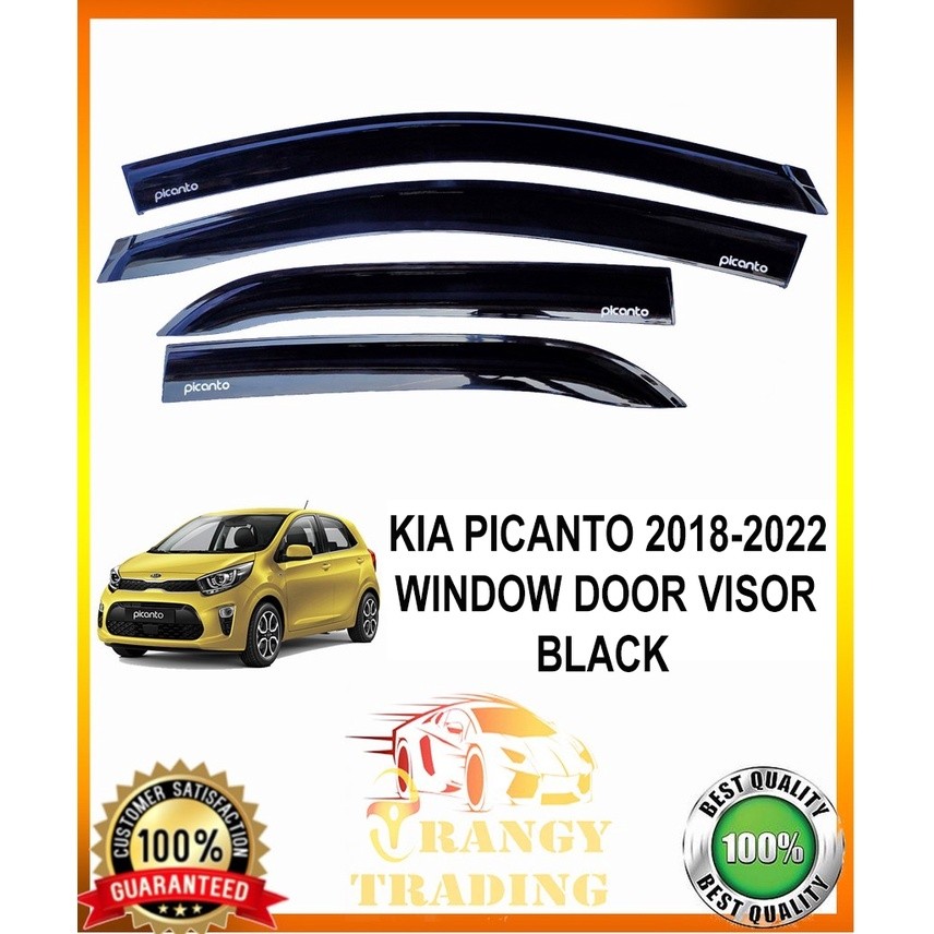 Kia Picanto 2018 to 2025 OEM Window Door Rain Visor Black 2019 2020 ...
