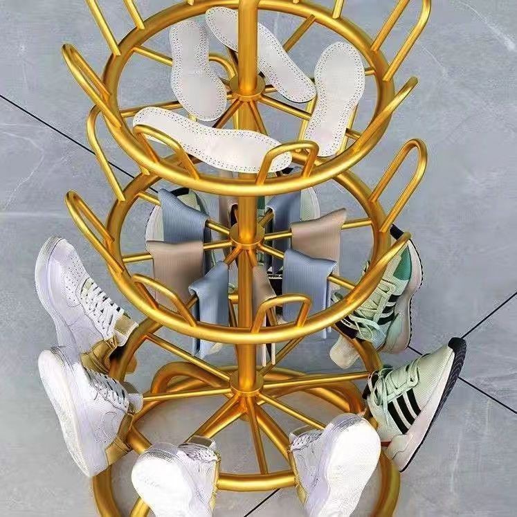 Shoe Drying Shoe Rack Iron Craft Floor-standing Mobile Rack Rotating ...
