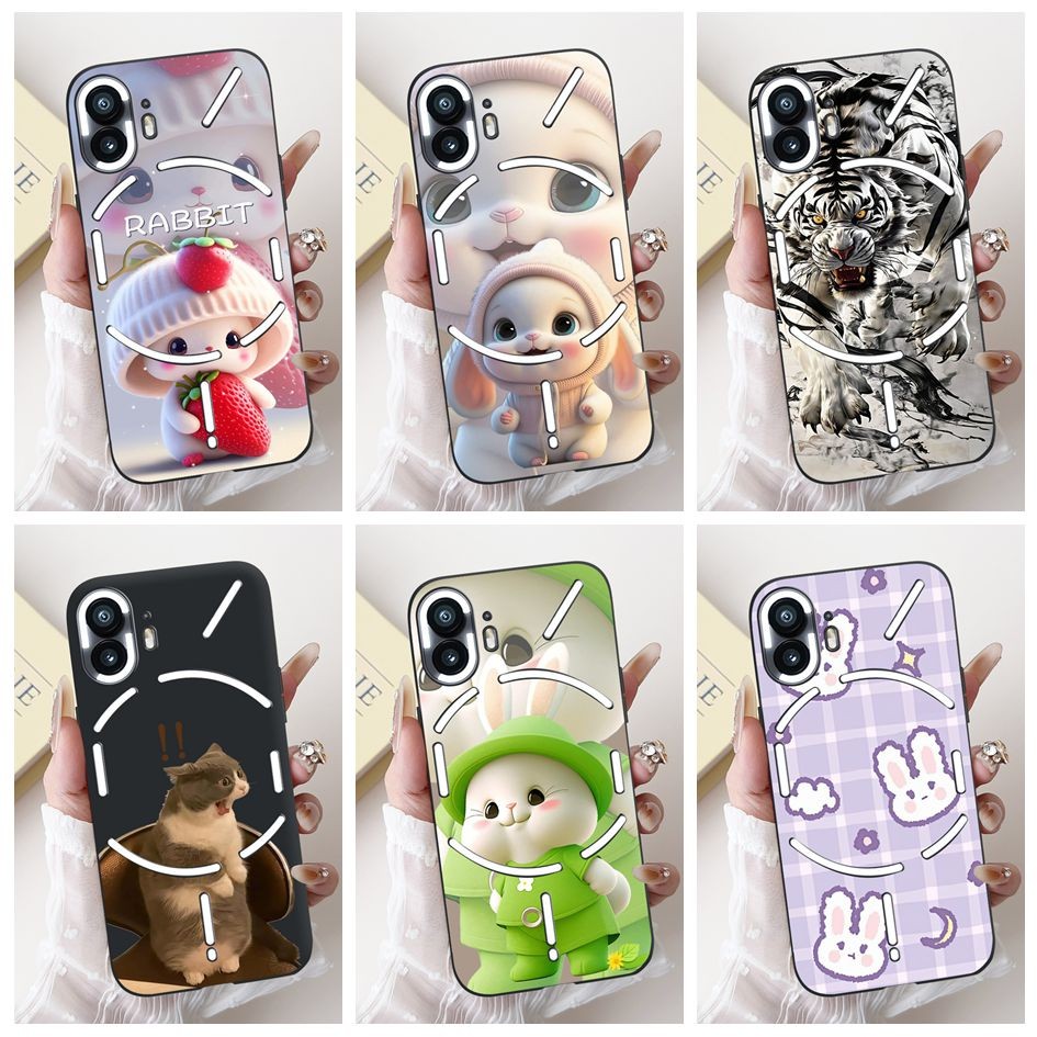 Cute Cartoon Case For Nothing Phone 2 A065 Cover Rabbit Tiger Cat Soft ...