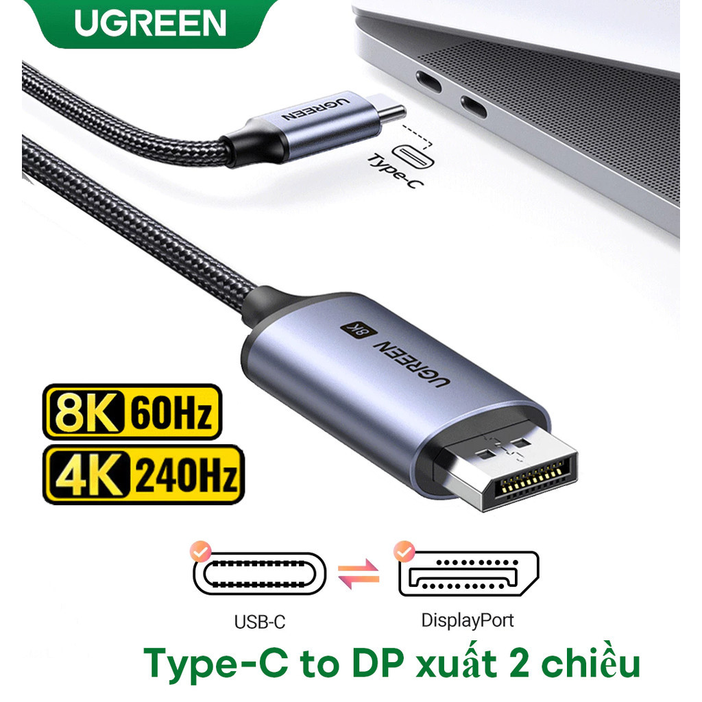 USB-C to Displayport Cable, DP to Type-C 2-Way 8K60Hz 4K240Hz 2K240Hz C ...
