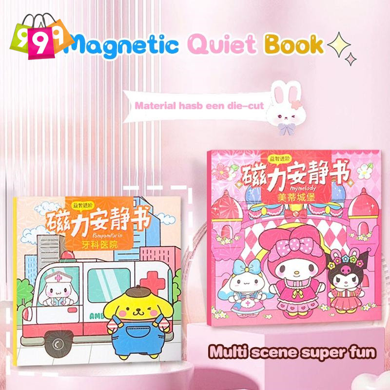 Magnetic Sanrio Quiet Book Doll House Kuromi Book Set Dress Up Sticker ...