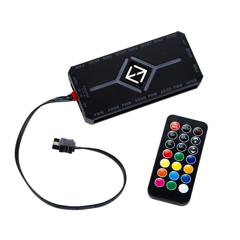 1 to 9 PWM & ARGB Hub Splitter 5V 3Pin ARGB Controller Cooling Fan Hub with Remote Control for ...