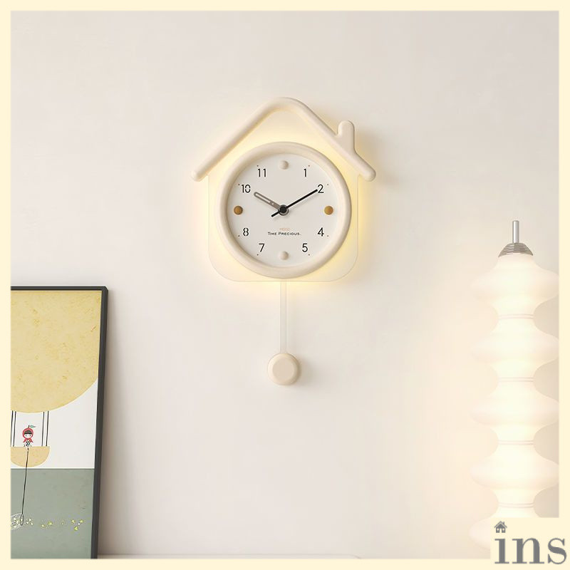 Ins Minimalist Living Room Wall Clock Cream Style Cute Creative Small ...