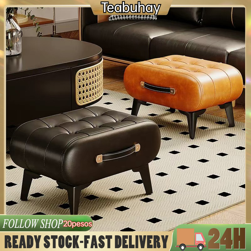 【High Quality】Luxury Shoe Change Stool Doorway Leather Surface Short ...