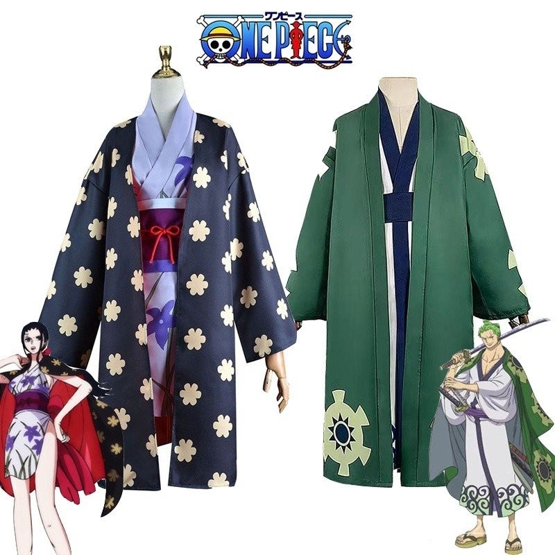One Piece Nico Robin Cosplay Costume Roronoa Zoro Kimono Robe Full Set ...