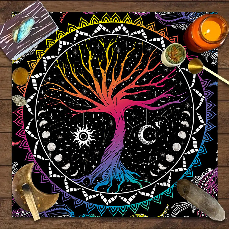 Tree of Life Tarot Card Tablecloth Moon Phase Plants Table Cloth for ...