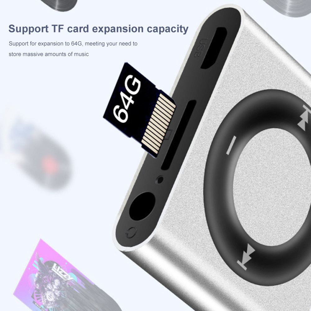 Mini MP3 Music Players Metal Clip-on Audio Player 64G Expansion 180mAh ...