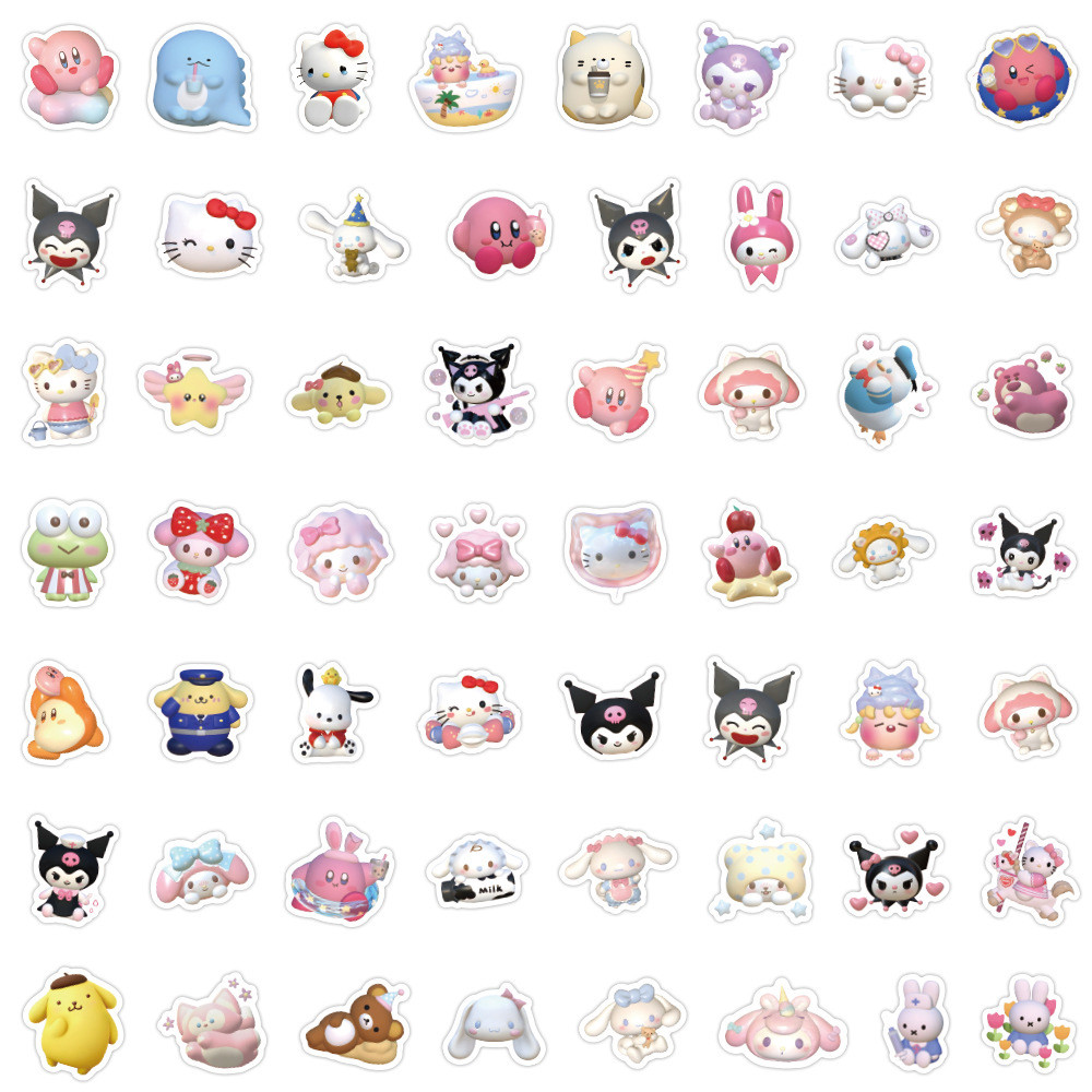 Mombaby100Pcs Cute Sanrio Stickers 3D Cartoon Stickers Waterproof ...