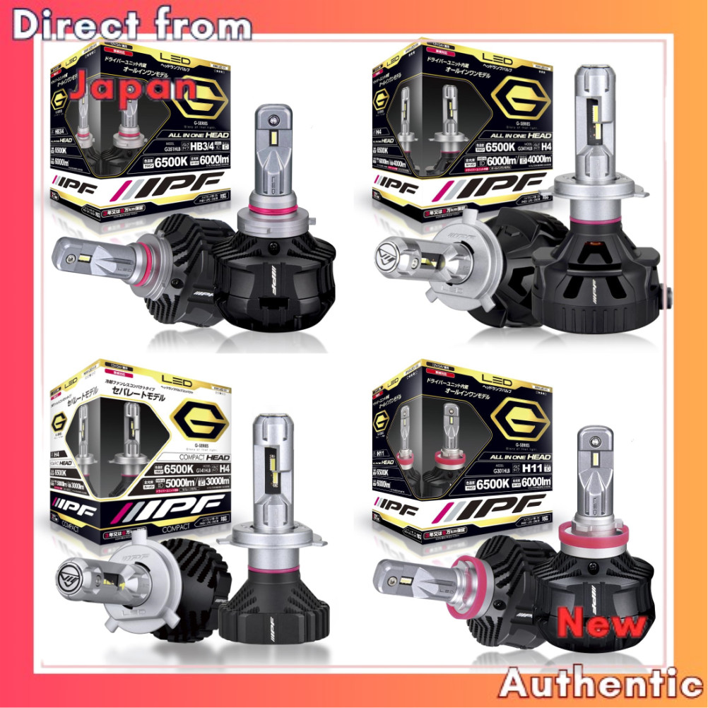 IPF Headlight LED for Cars HB3 HB4 6000lm 6500K White 12V 24V Compatible 2 Pieces Car Inspection ...