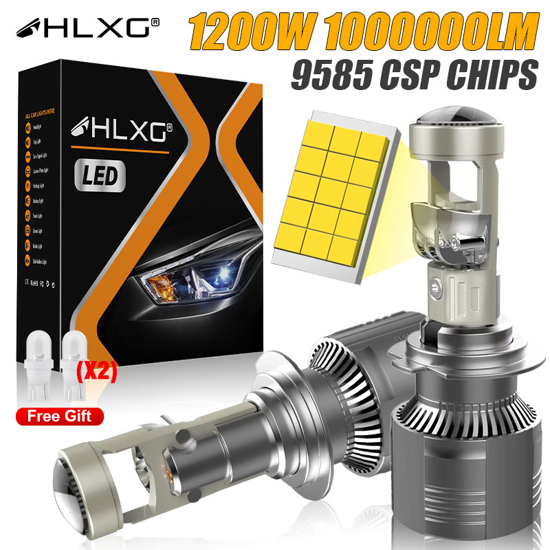 HLXG H7 H4 Canbus Car Headlight Mini Lens H11 H8 9005 9006 HB3 HB4 LED Projector Bulb 6000K Auto ...