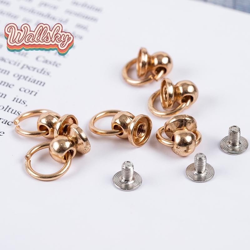 Wallsky> 10pcs 8mm Metal Button O Ring Stud Screwback Craft Bag Phone ...