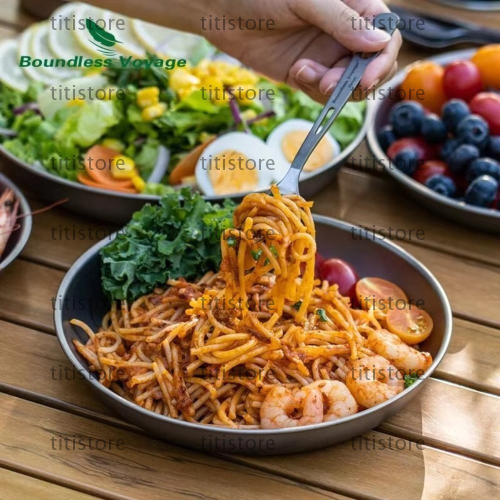 TITISTORE Titanium Camping Plate, Boundless Voyage Round Backpacking ...