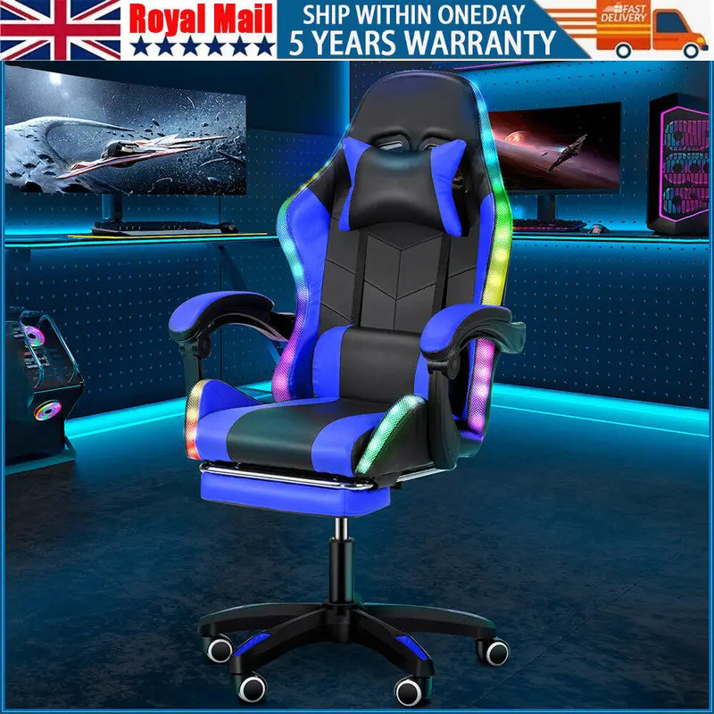 RGB Gaming Chair,Racing Computer Chair With Lights,Swivel Office Chair ...