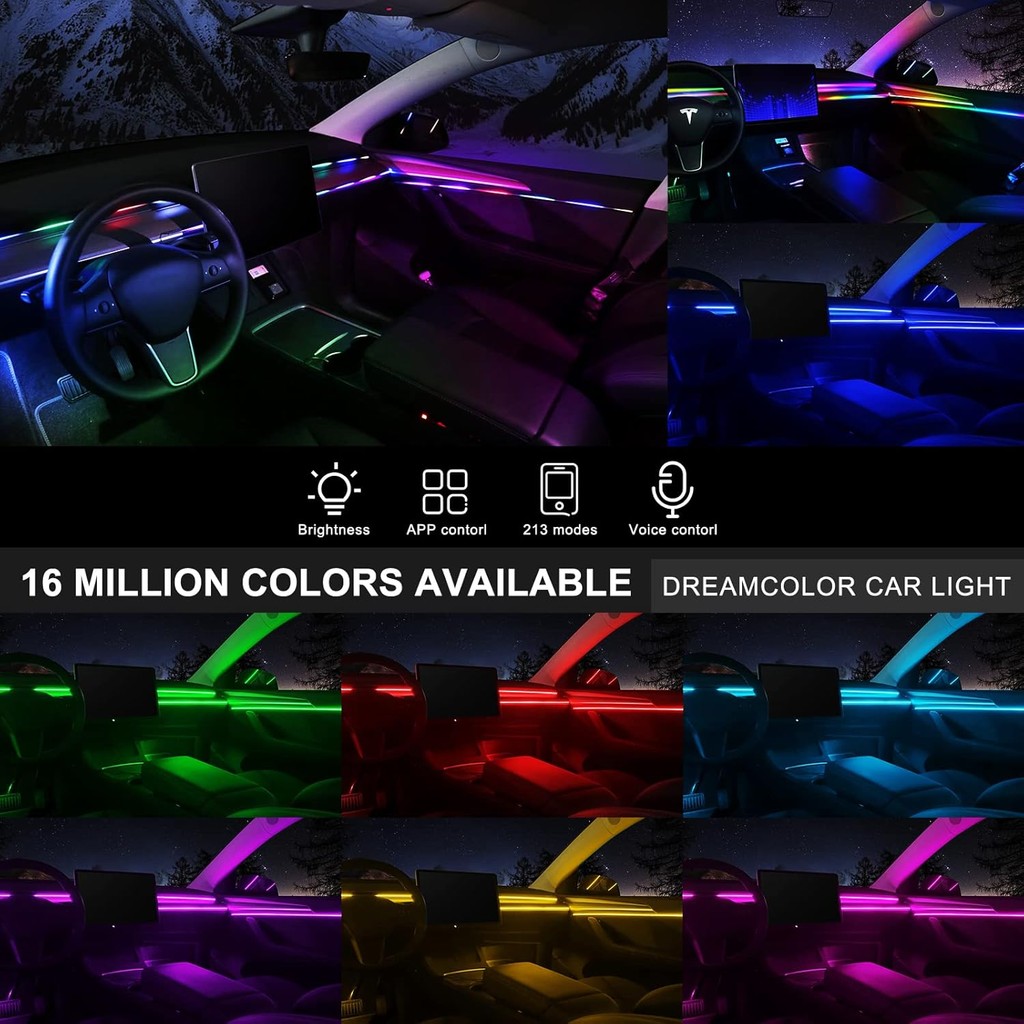 Tesla Model 3/Y/S/X Dreamcolor Acrylic Interior Car LED Strip Light ...