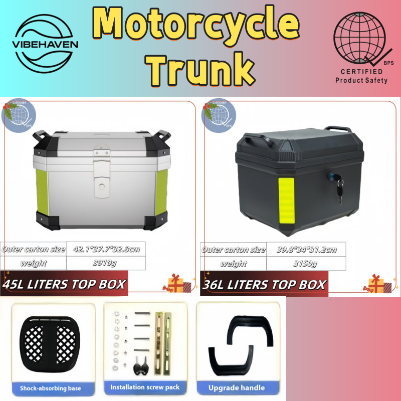 Motorcycle Top Box 45L/36L Watertight Design | Secure Helmet Storage ...