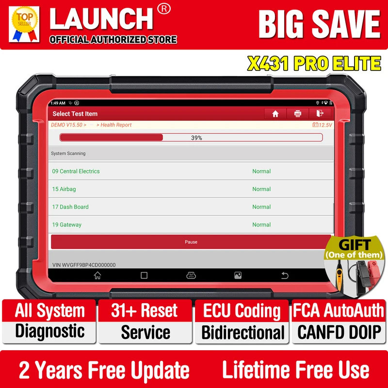 LAUNCH X431 PRO Elite Bidirectional OBD2 Scanner ECU Coding 31+ Service Full System Diagnostic ...