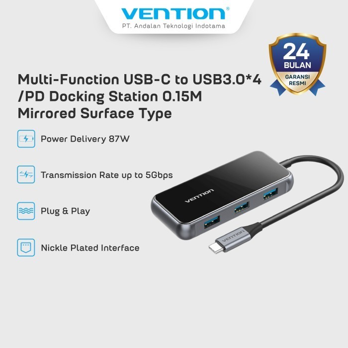 Vention Hub Multiport USB Type C To USB 3.0 PD Acrylic Type - TFD ...
