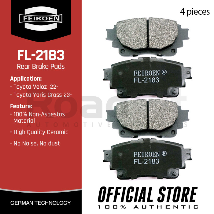 Feiroen FL-2183 Rear Brake Pads for Toyota Veloz 2022-, Yaris Cross ...