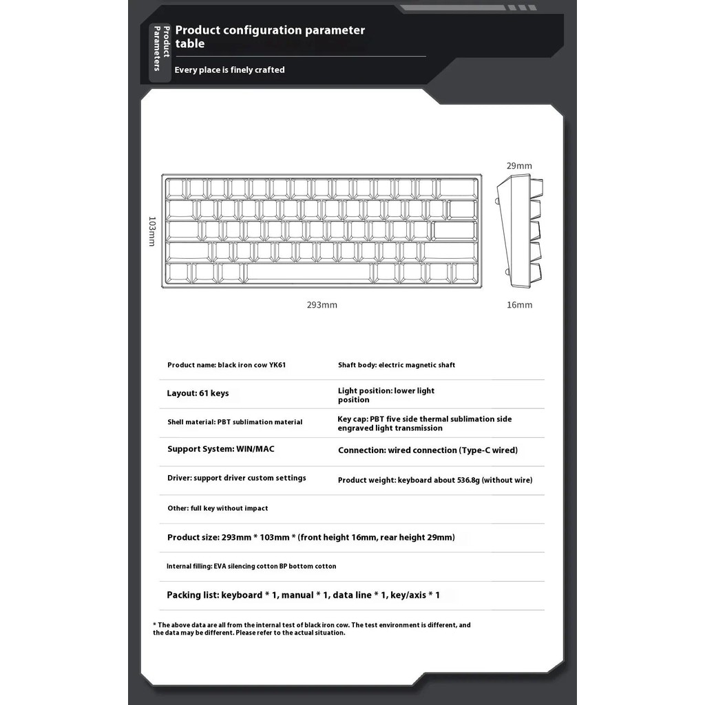 YK61 Magnetic Switch Mechanical Keyboard Rapid Trigger Wired South ...