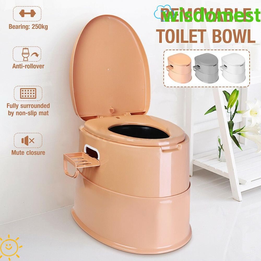 WISDOMEST Movable Toilet Flush Potty Outdoor Commode with Paper Roll ...
