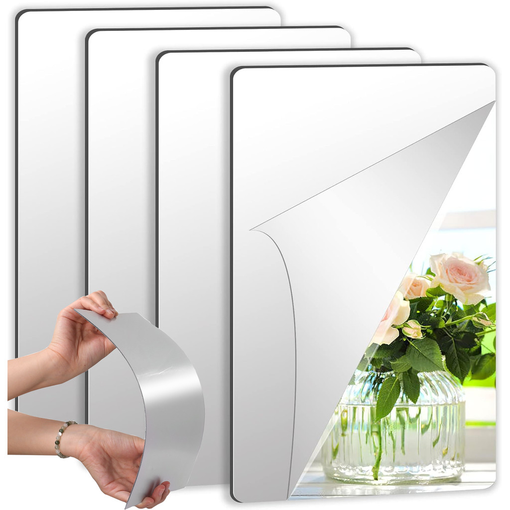1/4Sets Acrylic Mirror Wall Sticker / Flexible Non Glass Mirrors ...