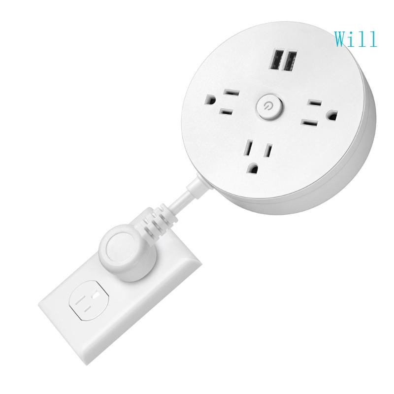 Will 3AC Outlets 2USB Port Multifunction Wall Socket Short Cord Wall ...
