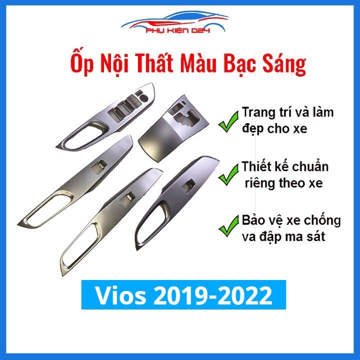 Vios 2019-2020-2021-2022 interior covers, bright silver ABS plastic ...