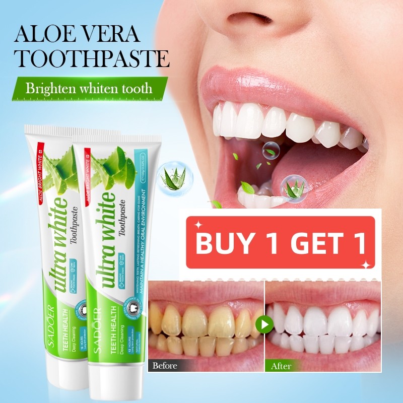 BUY 1 TAKE 1 FREE SADOER Ultra White Aloe Vera Toothpastes Teeth ...
