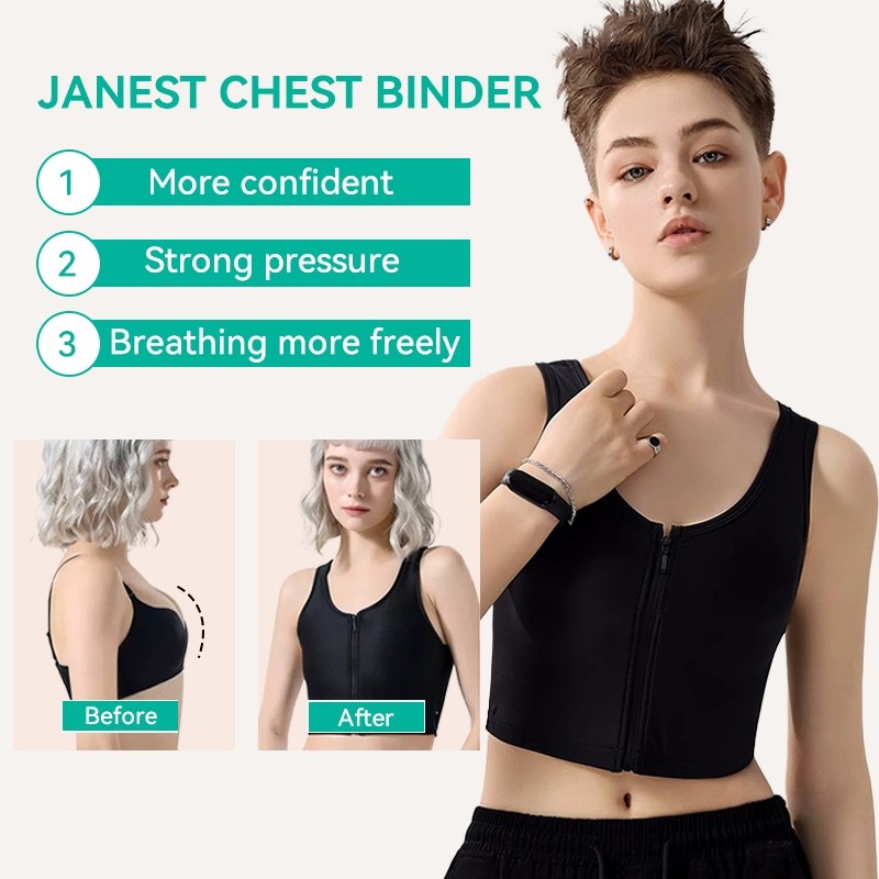 Bandage Chest Binder Front Zipper Short Breathable Breast Binder 3 ...
