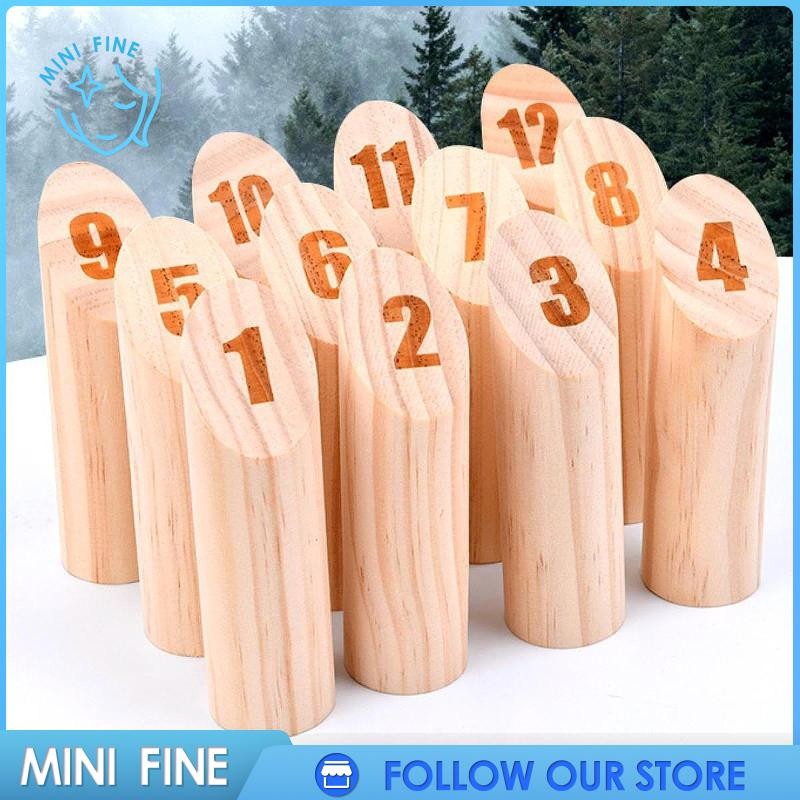 [ Stick Throwing Game Outdoor Wood Toy 12 Numbered Block Sturdy Wooden ...