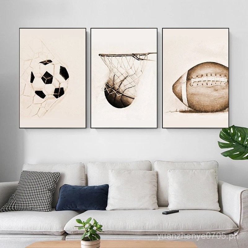 Nordic Sport Basketball Soccer Canvas Painting Wall Art Baseball ...