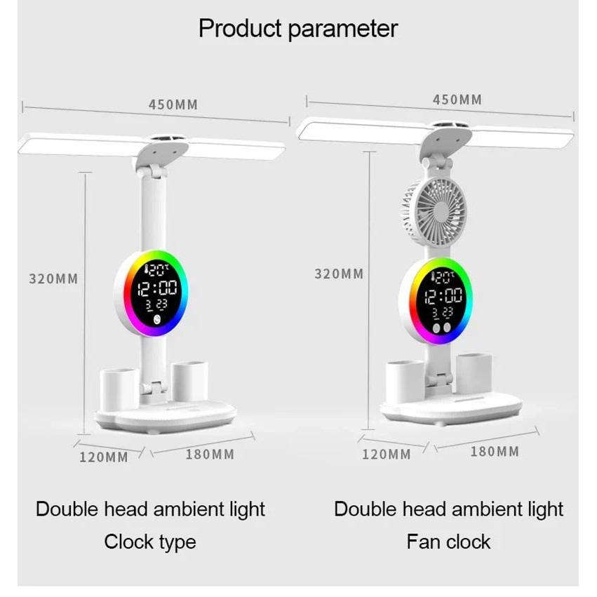 Rechargeable Led Table Lamp with Fan for Study Desk Lamp Reading Light ...
