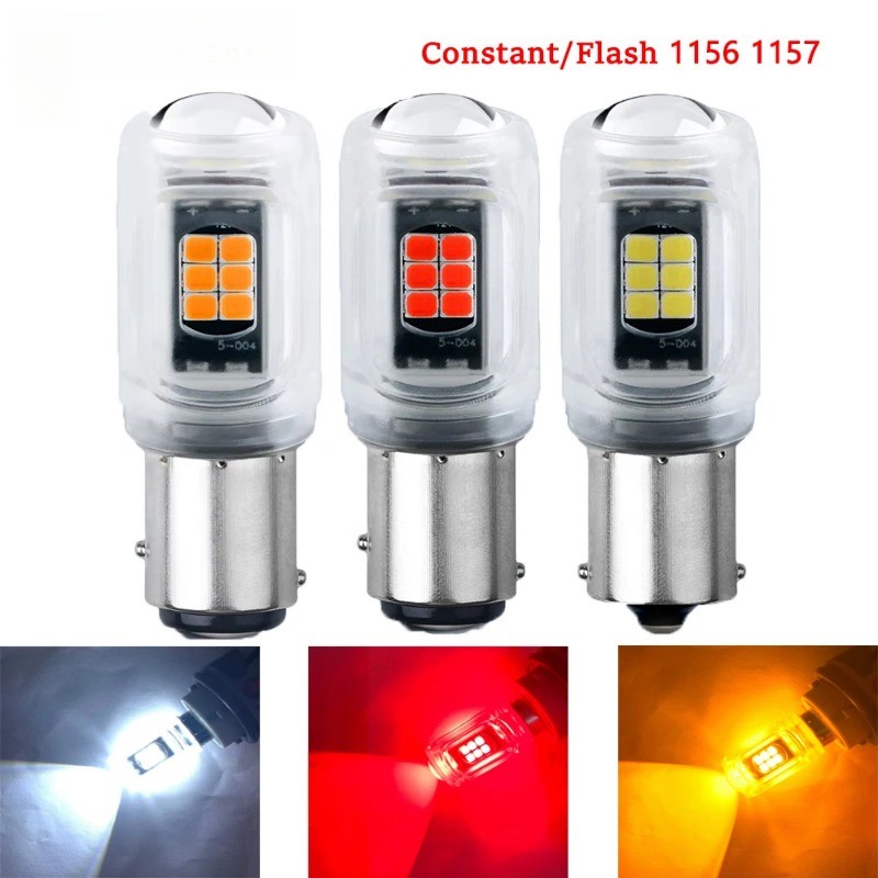 1PC 1156 BA15S P21W 1157 BAY15D P21/5W LED Bulbs Constant/Strobe Flashing Signal Lamp Canbus ...