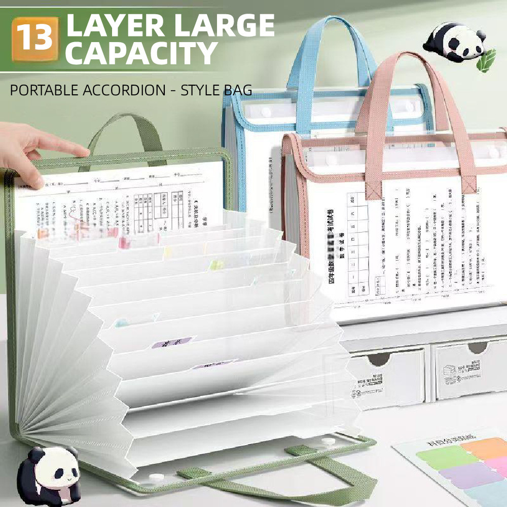 13Pockets Transparent Expanding File Folder Paper Organizer Document ...