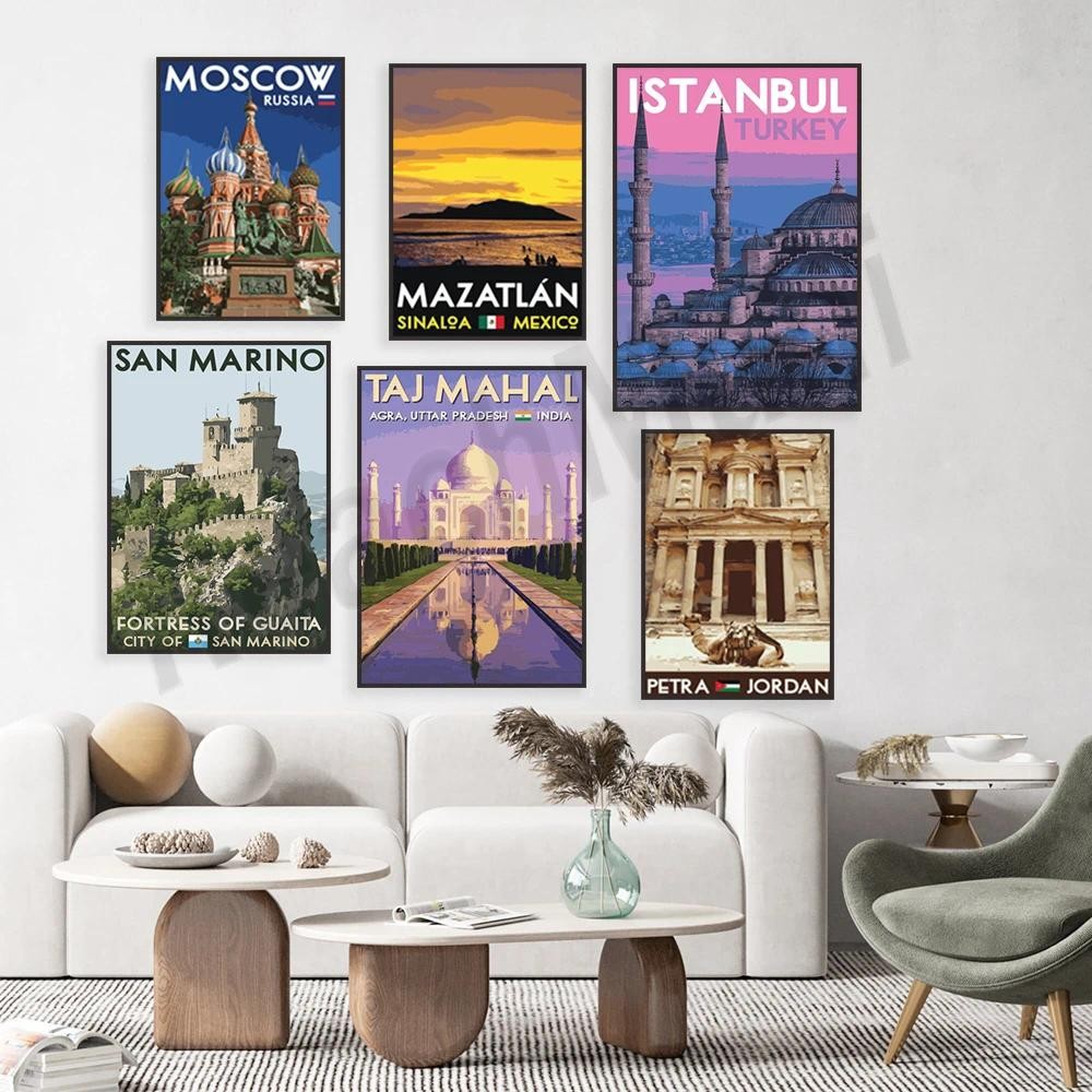 World Landmark Travel Posters Burj Khalifa Dolomites Mount Everest ...