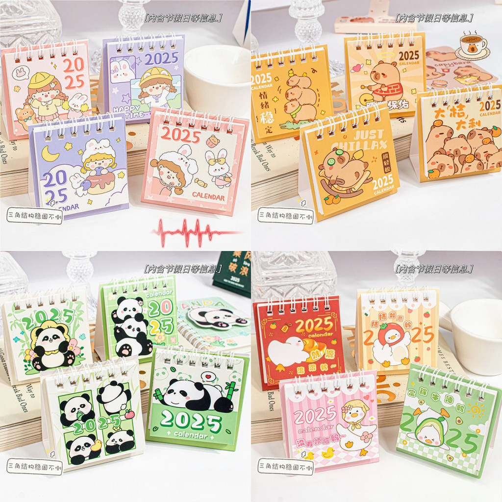 Cartoon 2025 Desk Calendar Panda Good Luck Mini Calendar Student Office ...