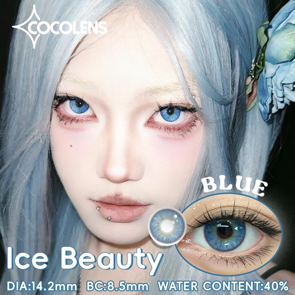COCOLENS Flower Blue contact lenses 14.2mm Mixed Race Color Contact ...